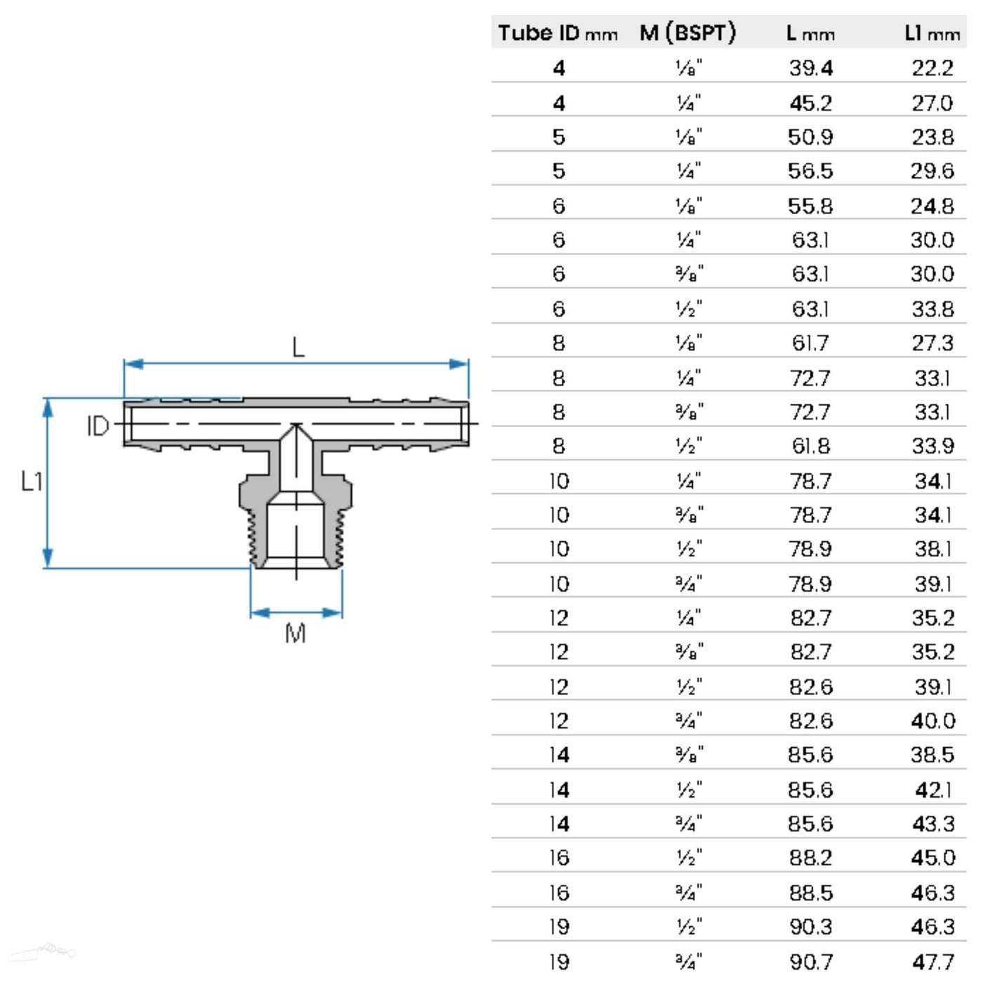 Tefen Two Way Tee with BSP male Inlet — The Co-Op